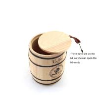 China Custom Logo Coffee Jar in Barrel Shape for Gift Packaging and Custom Design for sale