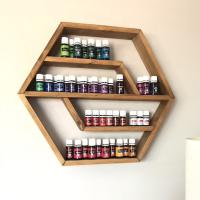 China Hexagon Solid Wood Floating Shelf Modern Design for Bedroom Livingroom and Kitchen for sale