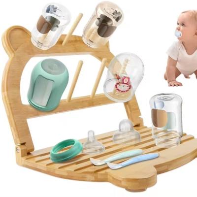 China Kitchen Standing Type Bamboo Bottle Dryer Holder for Quick Drying and Space Saving for sale