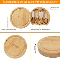 China Bamboo Cheese Board with Custom Logo and 4 Stainless Steel Cutting Knives Custom Size for sale