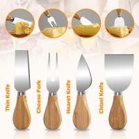 China Bamboo Cheese Board with Custom Logo and 4 Stainless Steel Cutting Knives Custom Size for sale