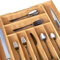 China Bamboo Kitchen Silverware Utensil Holder And Cutlery Tray Drawer Organizer For Flatware Customize Size for sale