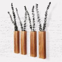 China Indoor Plants Dried Flowers and Faux Greenery Plants Wooden Pocket Wall Vases 3 Pack for sale