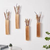 China Indoor Plants Dried Flowers and Faux Greenery Plants Wooden Pocket Wall Vases 3 Pack for sale