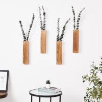 China Indoor Plants Dried Flowers and Faux Greenery Plants Wooden Pocket Wall Vases 3 Pack for sale