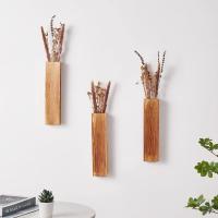 China Indoor Plants Dried Flowers and Faux Greenery Plants Wooden Pocket Wall Vases 3 Pack for sale