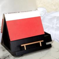 China Sample Charge Free Folding Recipe Book Stand for Kitchen Counter Triangle Page Holder for sale