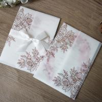 China Vegetable Parchment Laser Cut Wedding Invitations with Rose Pattern and Heat Stamping for sale