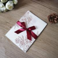 China Vegetable Parchment Laser Cut Wedding Invitations with Rose Pattern and Heat Stamping for sale