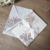 China Vegetable Parchment Laser Cut Wedding Invitations with Rose Pattern and Heat Stamping for sale