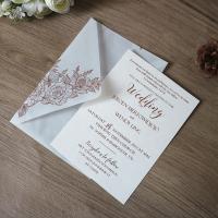 China Vegetable Parchment Laser Cut Wedding Invitations with Rose Pattern and Heat Stamping for sale