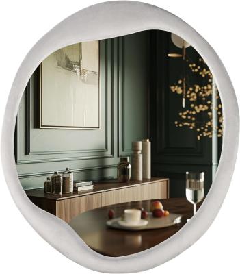 China Painted Flannel Wrapped Wooden Frame Mirror Unique Irregular Wall Decoration for Home for sale
