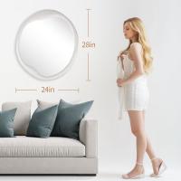 China Painted Flannel Wrapped Wooden Frame Mirror Unique Irregular Wall Decoration for Home for sale