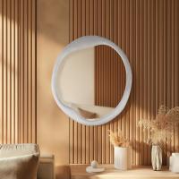 China Painted Flannel Wrapped Wooden Frame Mirror Unique Irregular Wall Decoration for Home for sale