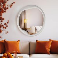 China Painted Flannel Wrapped Wooden Frame Mirror Unique Irregular Wall Decoration for Home for sale