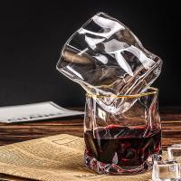 China Crystal Whisky Glass Wine Cup with Twisted Lines Customized Logo and Multi Color Options for sale