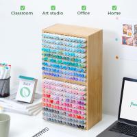 China Wooden Desktop Storage Holds 126 Markers 48 Pastel Colors in Bamboo Marker Organizer for sale