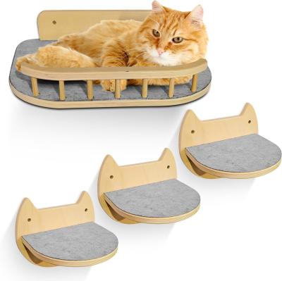 China Pet Toys Logo Customized Logo Acceptable Wooden Cat Corner Shelf and Large Wall Steps for sale