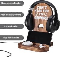 China Hotel Home Bathroom Decoration Wooden Headset Stand Decorations for Gamer Teenage Boy for sale