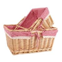 China Rural Wind Hand-Woven Cube Wicker Garden Picnic Storage Baskets with Handle 30x20x15cm Stocked for sale