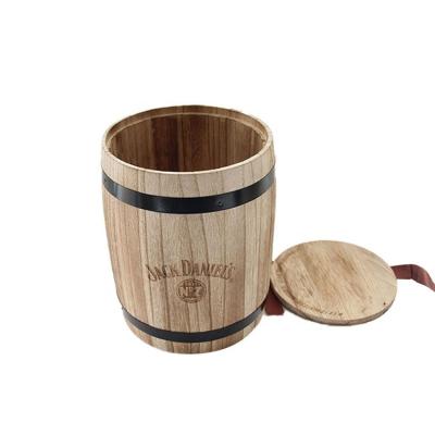China Mini Craft Wooden Coffee Beans and Candy Storage Barrel with Silk-Screen Printing for sale