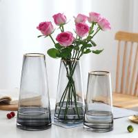 China Modern Handmade Transparent Crystal Glass Flower Vase for Home and Hotel Decoration for sale