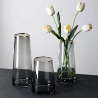 China Modern Handmade Transparent Crystal Glass Flower Vase for Home and Hotel Decoration for sale