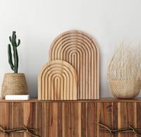 China Customized Logo Acceptable Rainbow Shaped Wood Cutting Board for Home Kitchen Decoration for sale