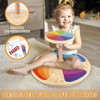 China Wooden Spinner Seat Sit and Spin Bigger Size Laser Engrave Classic Spinning Activity Toy for sale