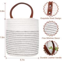 China Rope Basket Small Wall Hanging Cotton with Leather Storage Baskets in Customized Color for sale