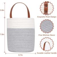 China Rope Basket Small Wall Hanging Cotton with Leather Storage Baskets in Customized Color for sale