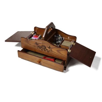 China Convenient Layered Wooden Sewing Storage Box with Modern Folding and Easy Organization for sale