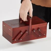 China Convenient Layered Wooden Sewing Storage Box with Modern Folding and Easy Organization for sale