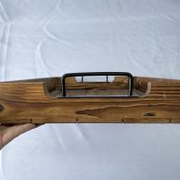 China Customized Designs Accepted Rustic Rectangular Wood Serving Tray with Metal Handles for sale