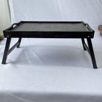 China Silk-screen Printing Natural Breakfast Wooden Bed Tray with Foldable Legs Kitchen Serving for sale