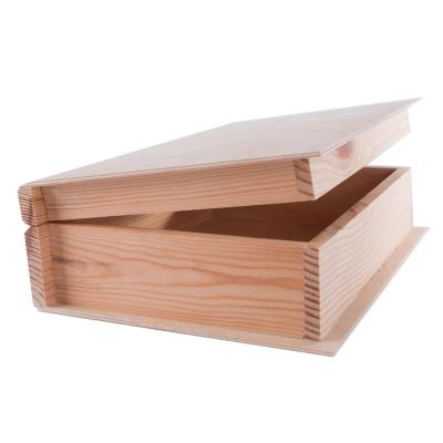 China Customized Pine Wood Color Book Shaped Box for Fancy Unfinished Wooden Gift Craft for sale