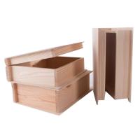 China Customized Pine Wood Color Book Shaped Box for Fancy Unfinished Wooden Gift Craft for sale