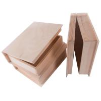 China Customized Pine Wood Color Book Shaped Box for Fancy Unfinished Wooden Gift Craft for sale