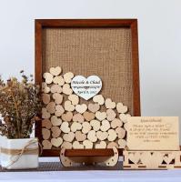China Alternative Rustic Wedding Decorations Varnished Wooden Hearts Guest Book for Custom Size for sale