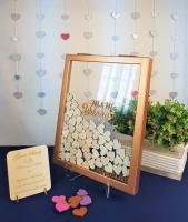 China Alternative Rustic Wedding Decorations Varnished Wooden Hearts Guest Book for Custom Size for sale