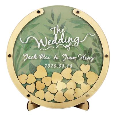 China Wedding Decoration Prop Custom Size Wooden Frame with Unique Guest Book Sign Drop Top for sale