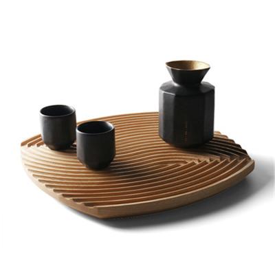 China Nordic Style Water Corrugated Beech Wooden Decorative Trays 19.3x19.3x2cm Accepeted for sale