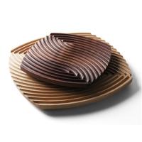 China Nordic Style Water Corrugated Beech Wooden Decorative Trays 19.3x19.3x2cm Accepeted for sale