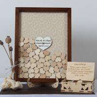 China Wedding Decoration Prop Custom Size Wooden Frame with Unique Guest Book Sign Drop Top for sale