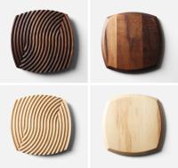 China Nordic Style Water Corrugated Beech Wooden Decorative Trays 19.3x19.3x2cm Accepeted for sale