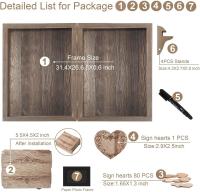 China Wood Glass Rustic Wedding Guest Book with Silk-screen Printing Frame and Wooden Heart for sale