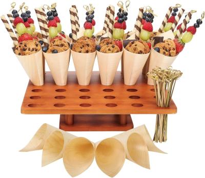 China Wooden Ice Cream Cone Holder Stand in Plain Color for Food Trucks or Catered Events for sale