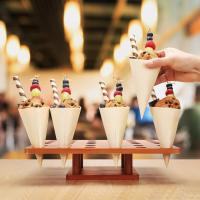 China Wooden Ice Cream Cone Holder Stand in Plain Color for Food Trucks or Catered Events for sale