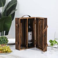 China 34x20x10cm Customized Double Bottle Wine Box with Latched Lid and Leather Handle for sale