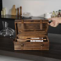 China 34x20x10cm Customized Double Bottle Wine Box with Latched Lid and Leather Handle for sale